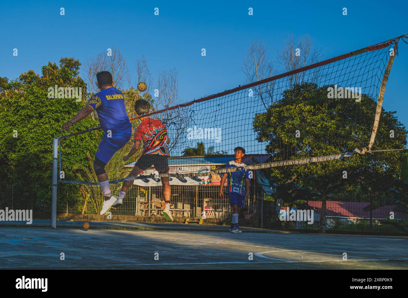 Balikpapan, Indonesia - August 1st, 2024. The ball flew over his head ...