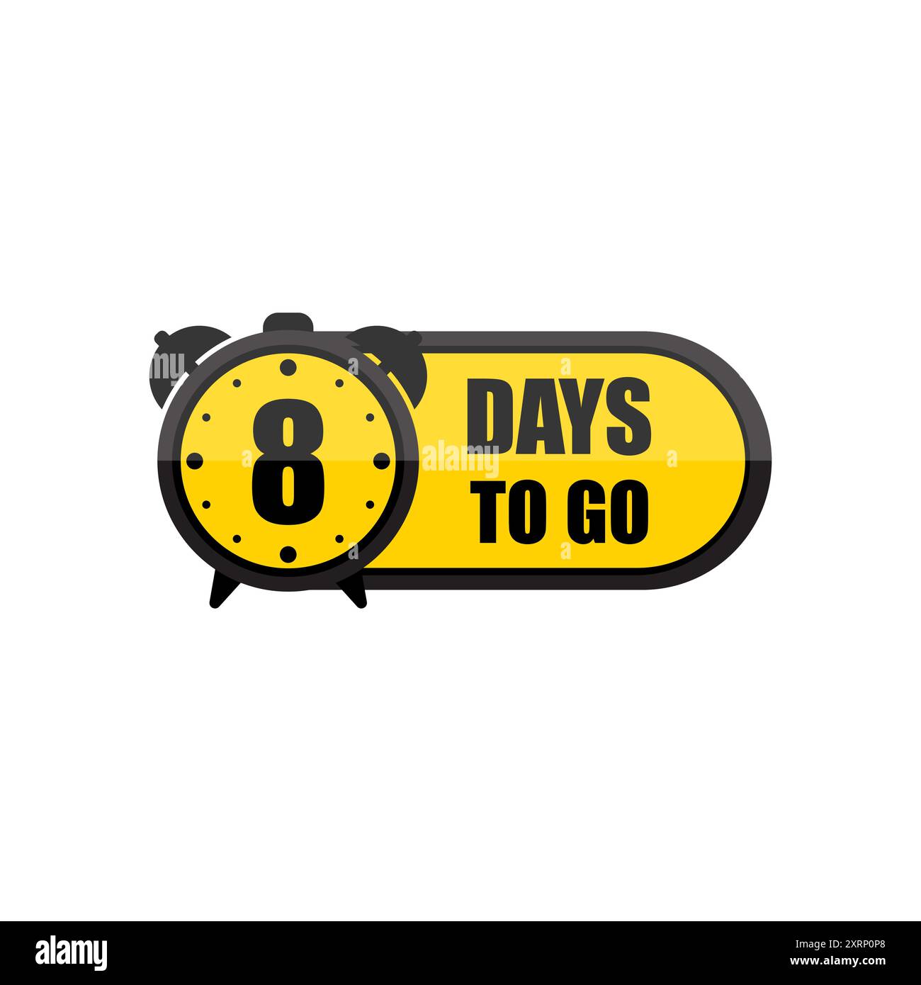 Countdown timer graphic. Number eight focus. Bold 8 days to go text ...