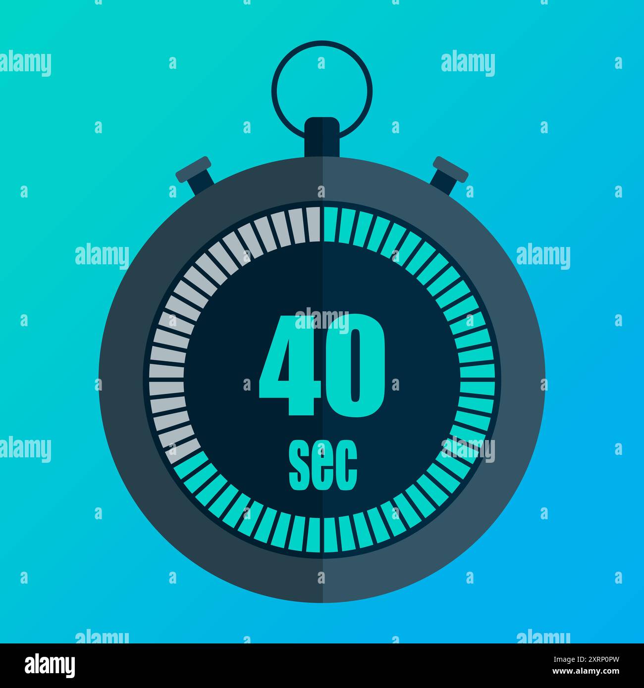 40 second timer. Blue gradient background. Digital stopwatch icon ...