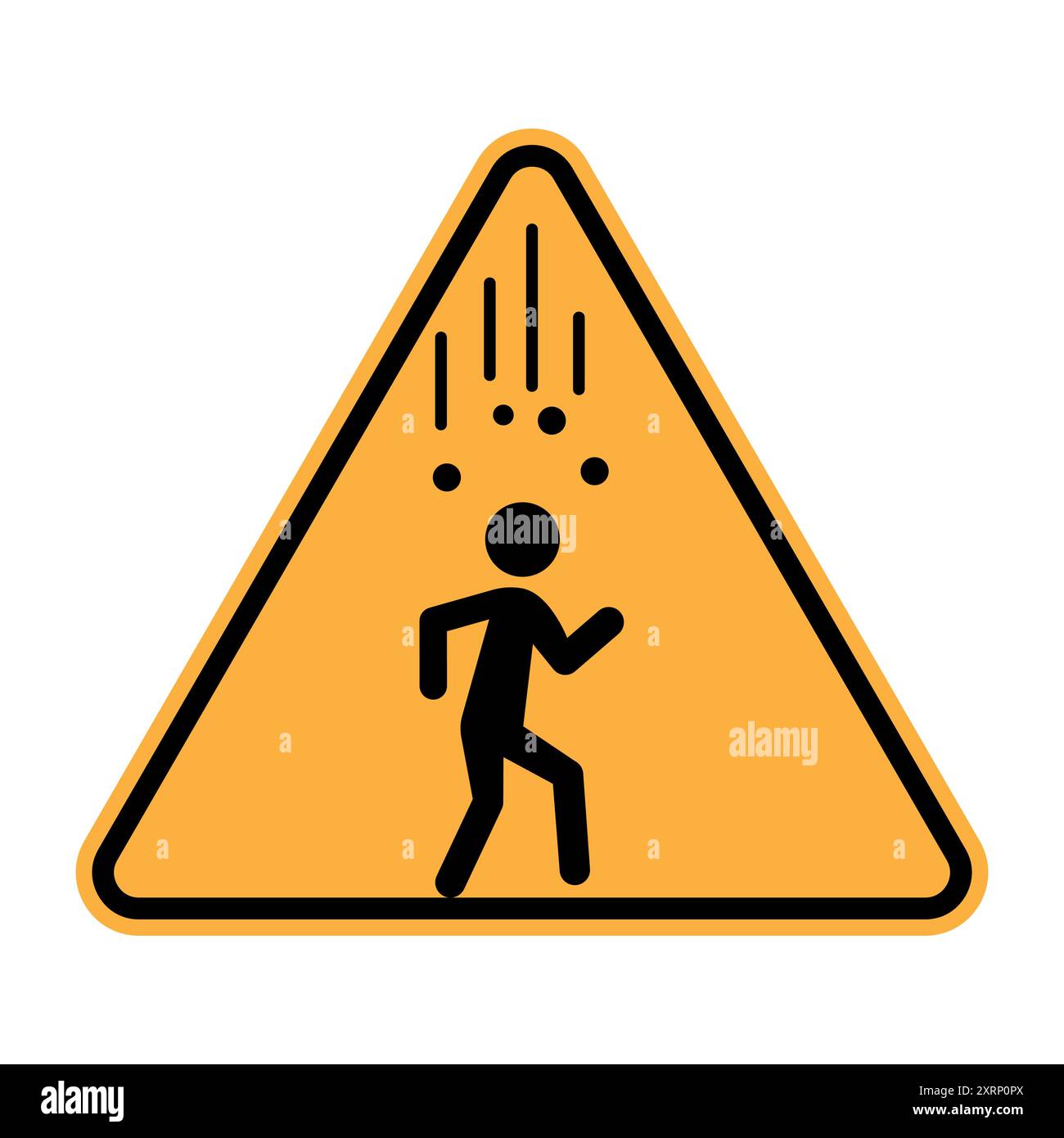 Warning sign icon. Falling objects hazard symbol. Yellow triangle with ...
