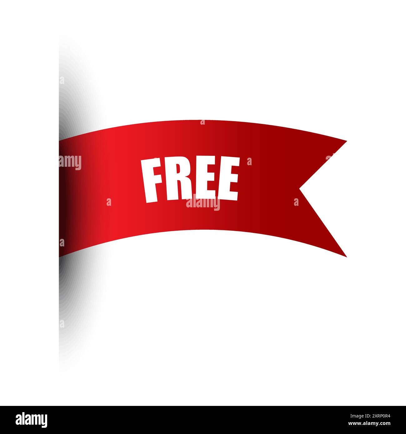 Red ribbon banner. Bold FREE text. Curved design element. Gradient ...