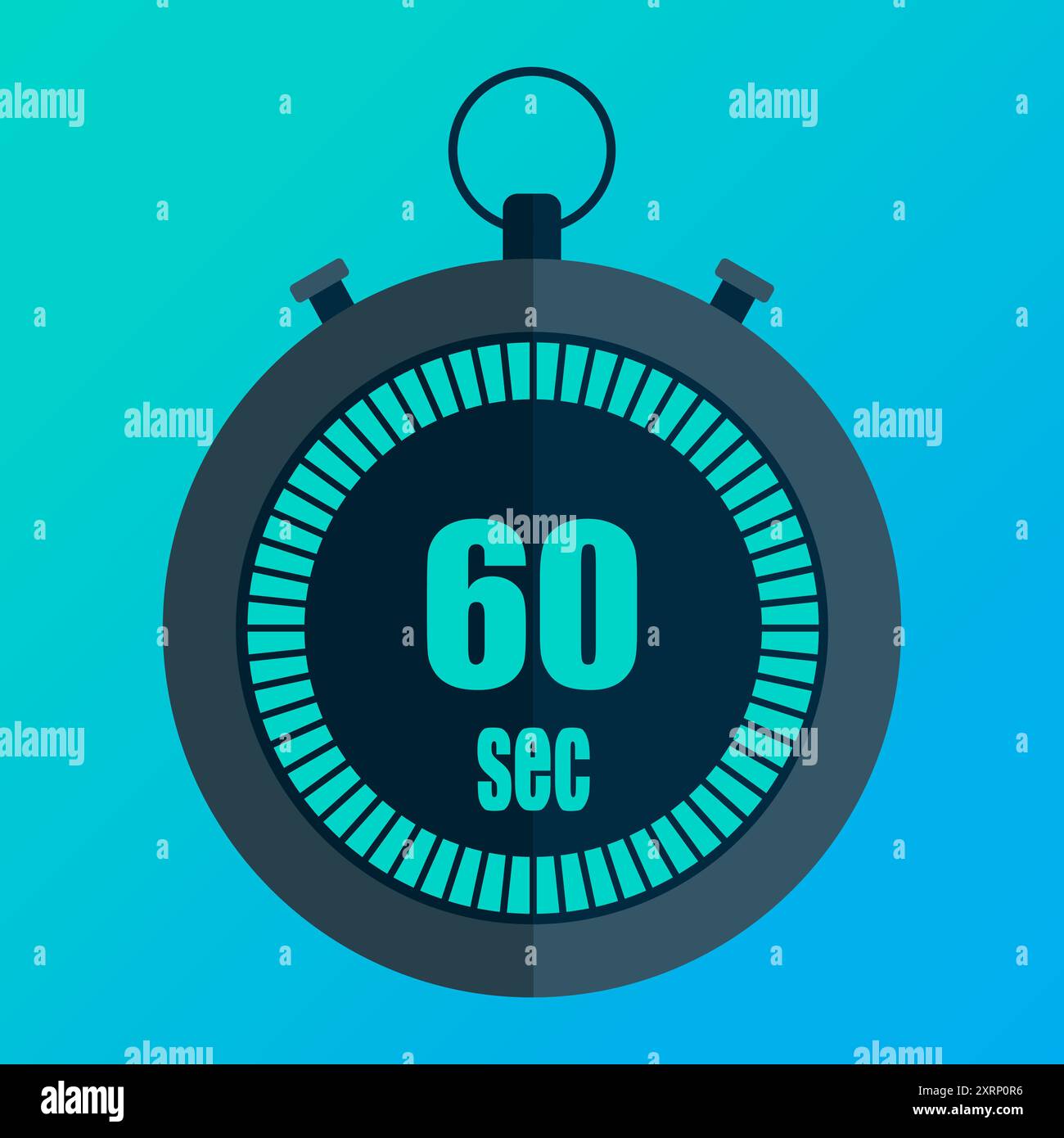 Stopwatch Showing 60 Sixty Seconds Countdown Bright Blue Gradient