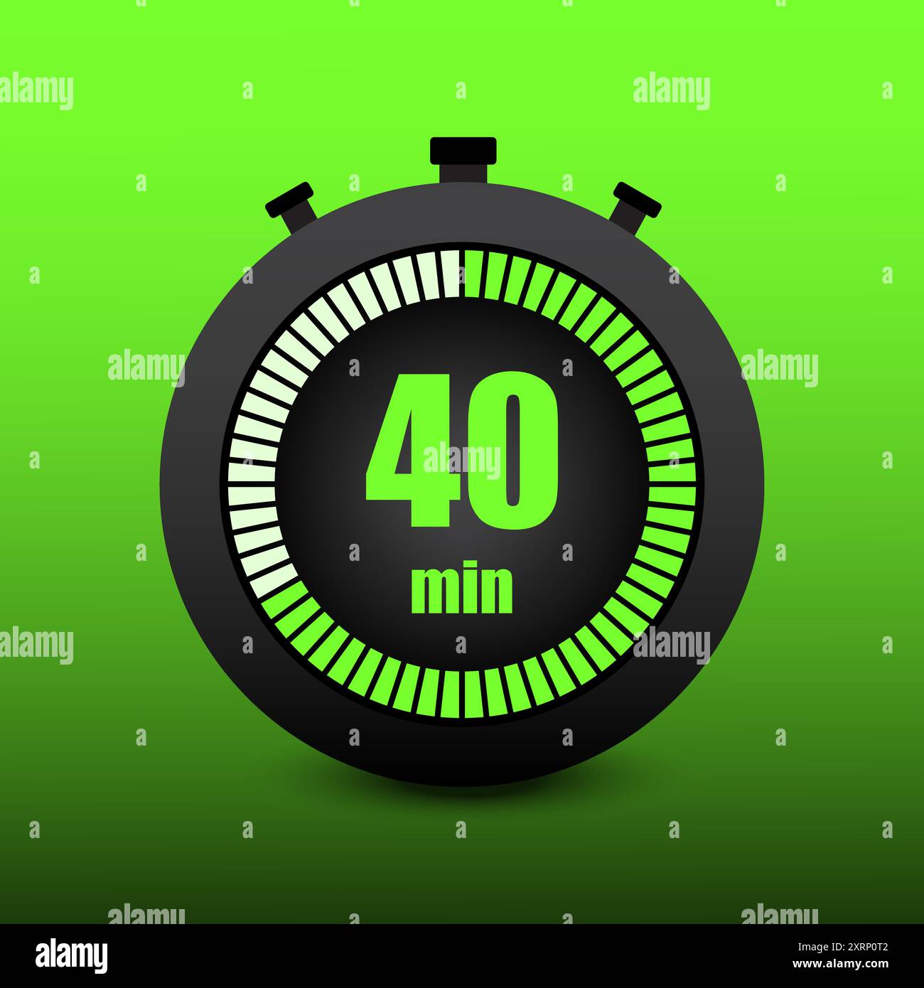 40 Minute Timer Green Gradient Background Digital Stopwatch Icon
