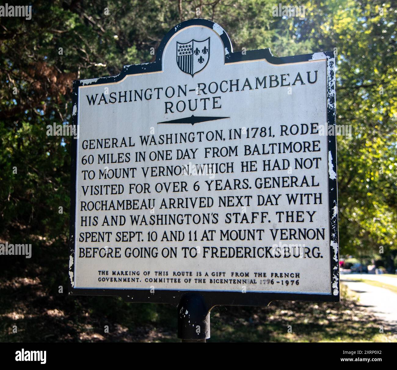 historic sign marking the route General Washington took from Baltimore ...