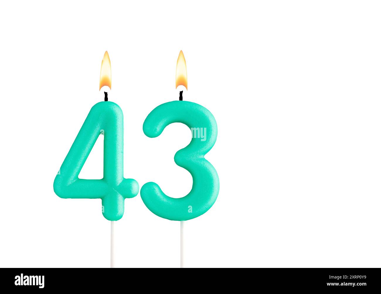 Green birthday candle on white background - Candle number 43 Stock ...