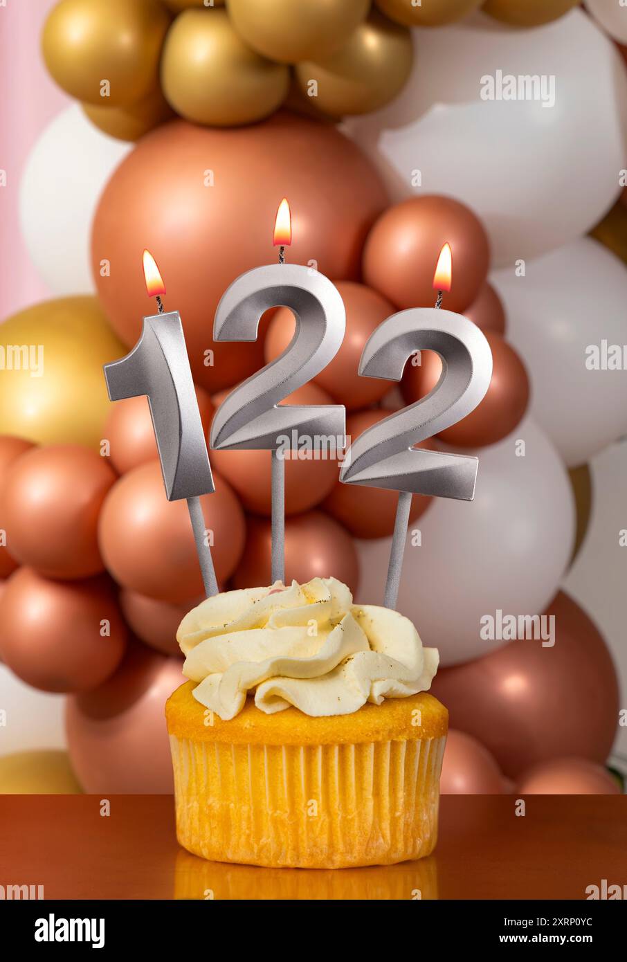 Birthday candle number 122 - Celebration balloons background Stock ...