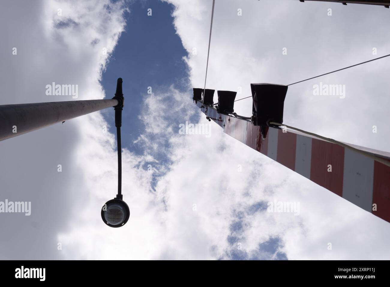 A different view of the sky looking up the length of a strut pole and ...