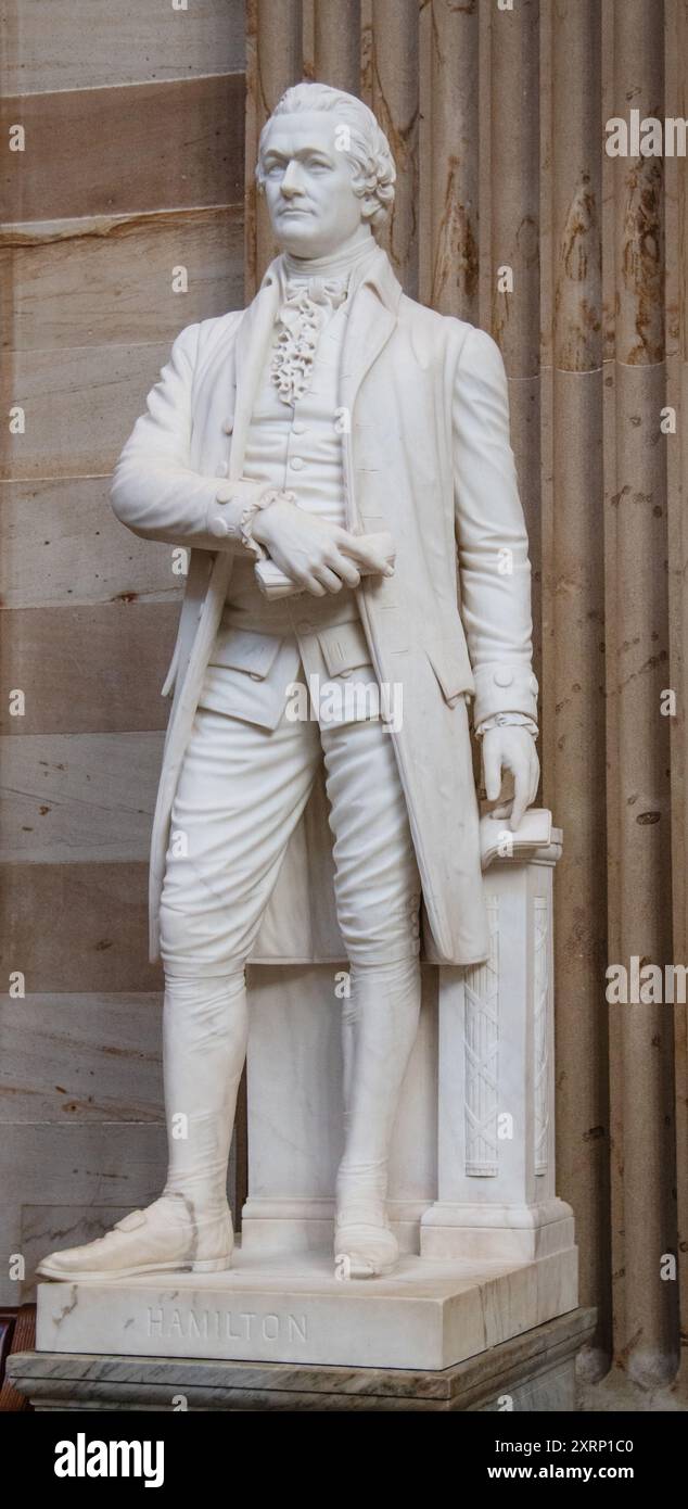 statue of Alexander Hamilton inside the US capitol building's rotunda ...