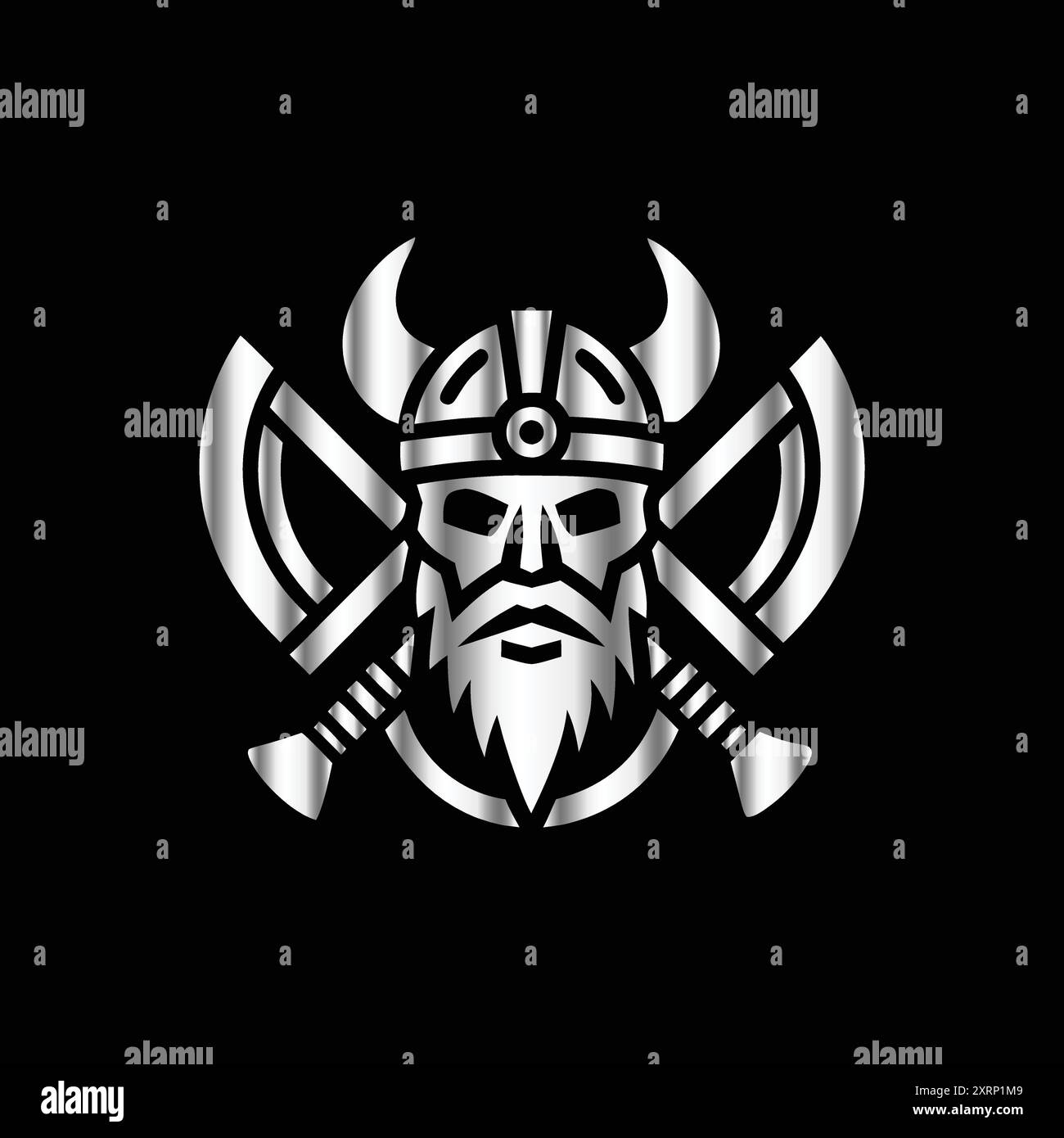 Skull in helmet and crossed axes. Vector illustration on black ...