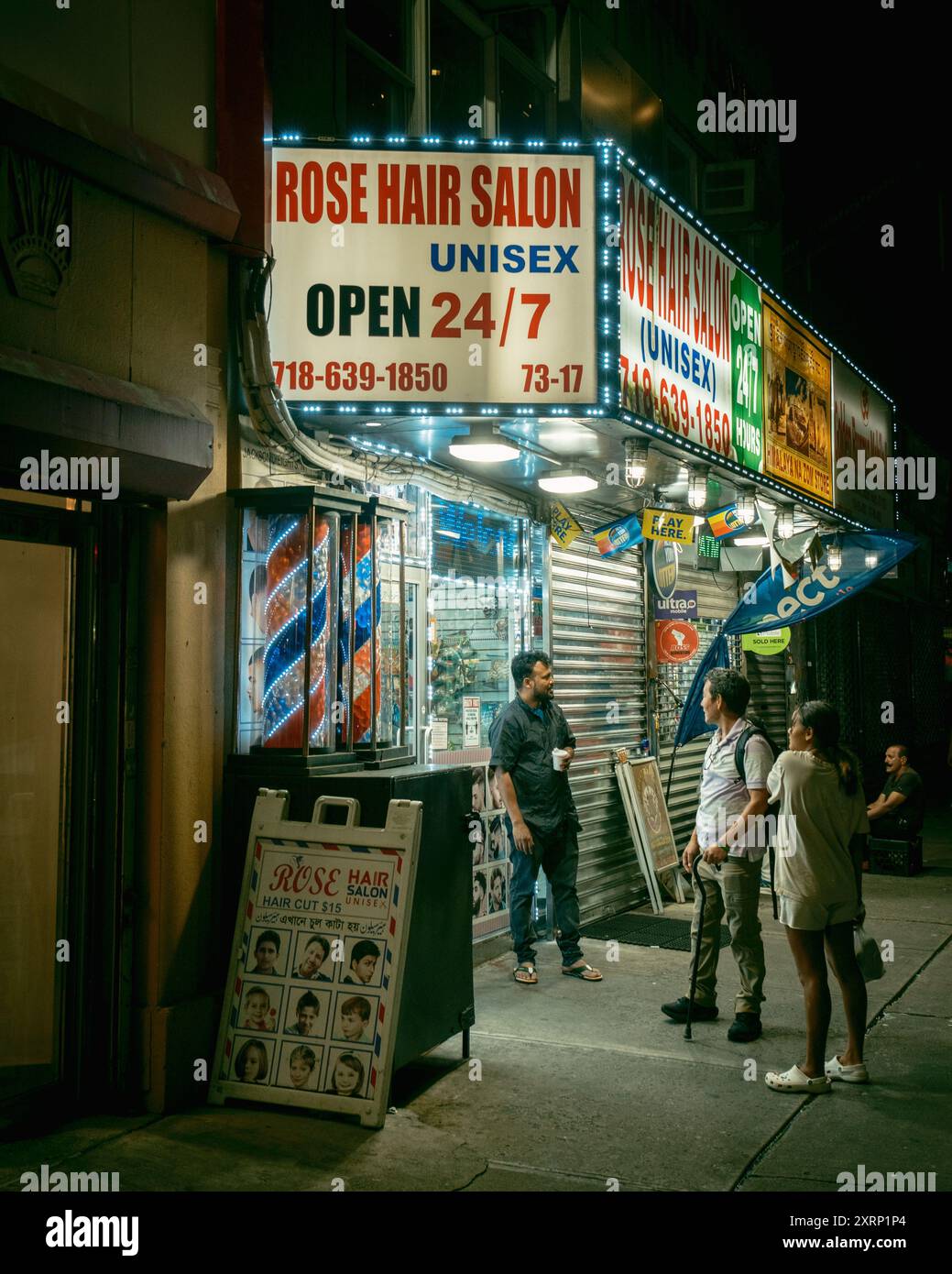 Rose Hair Salon at night in Jackson Heights, Queens, New York City ...