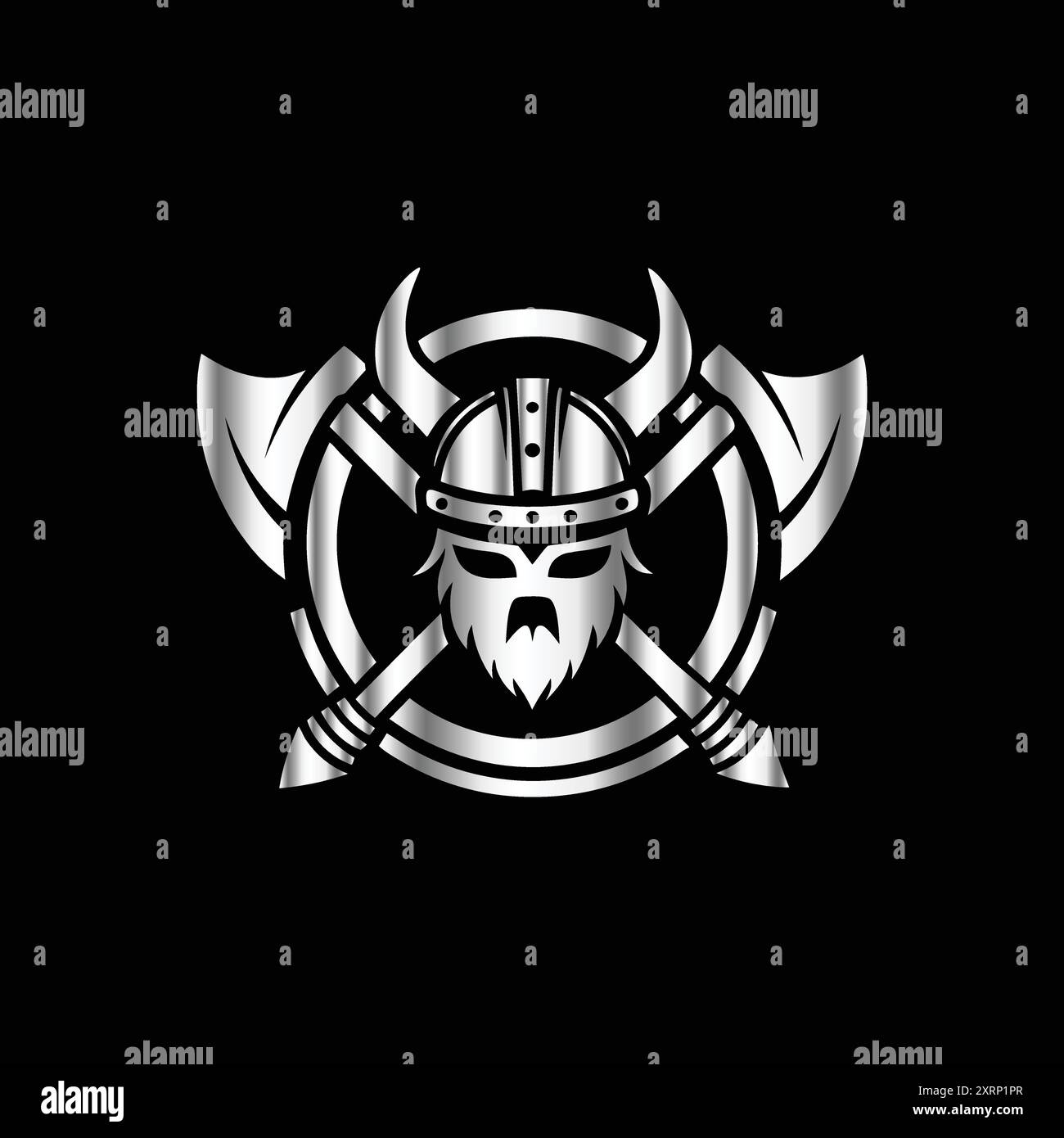 Skull in helmet and crossed axes. Vector illustration on black ...