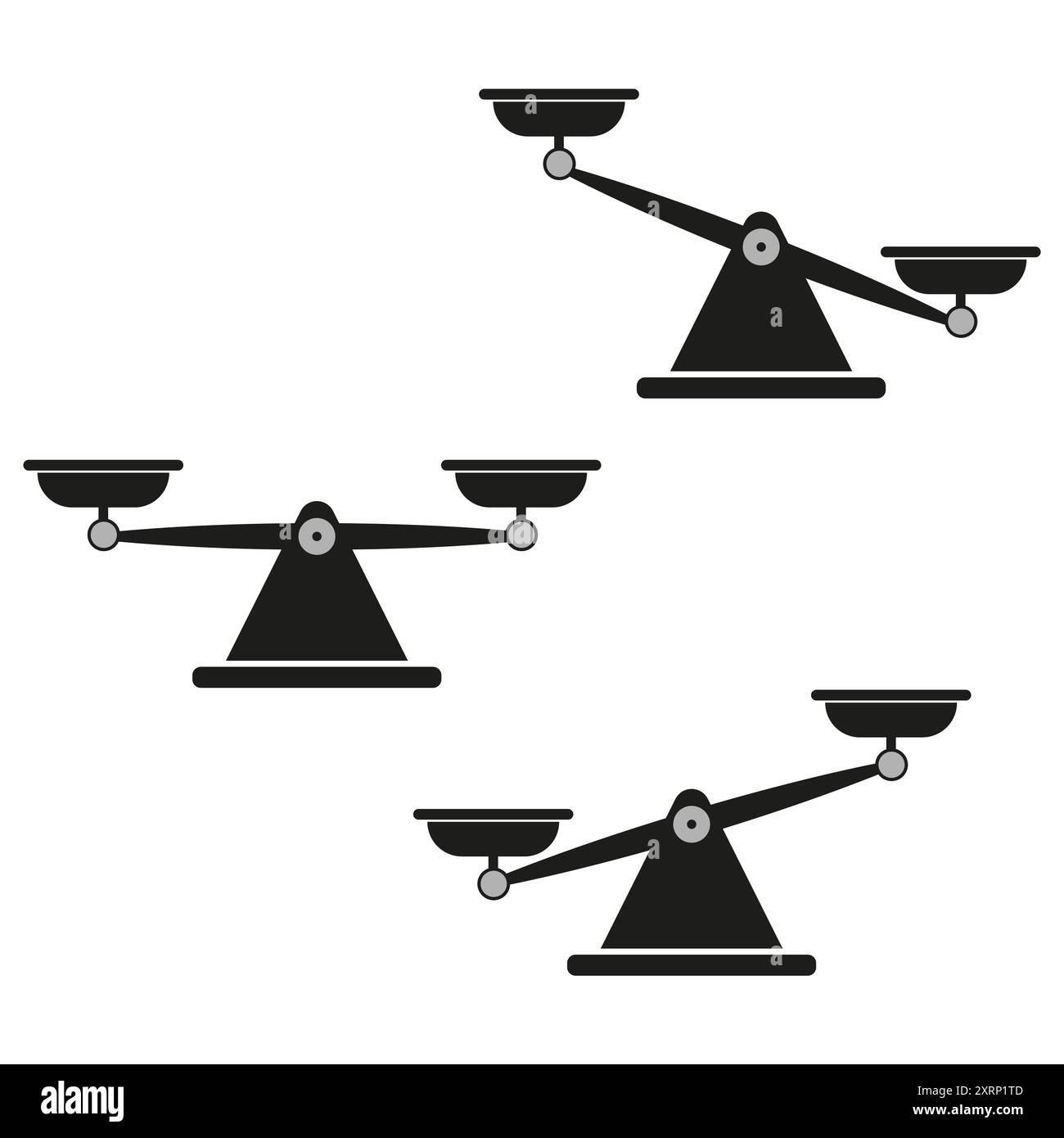 Balance scale icons. Weighing scales set. Black and white. Vector ...