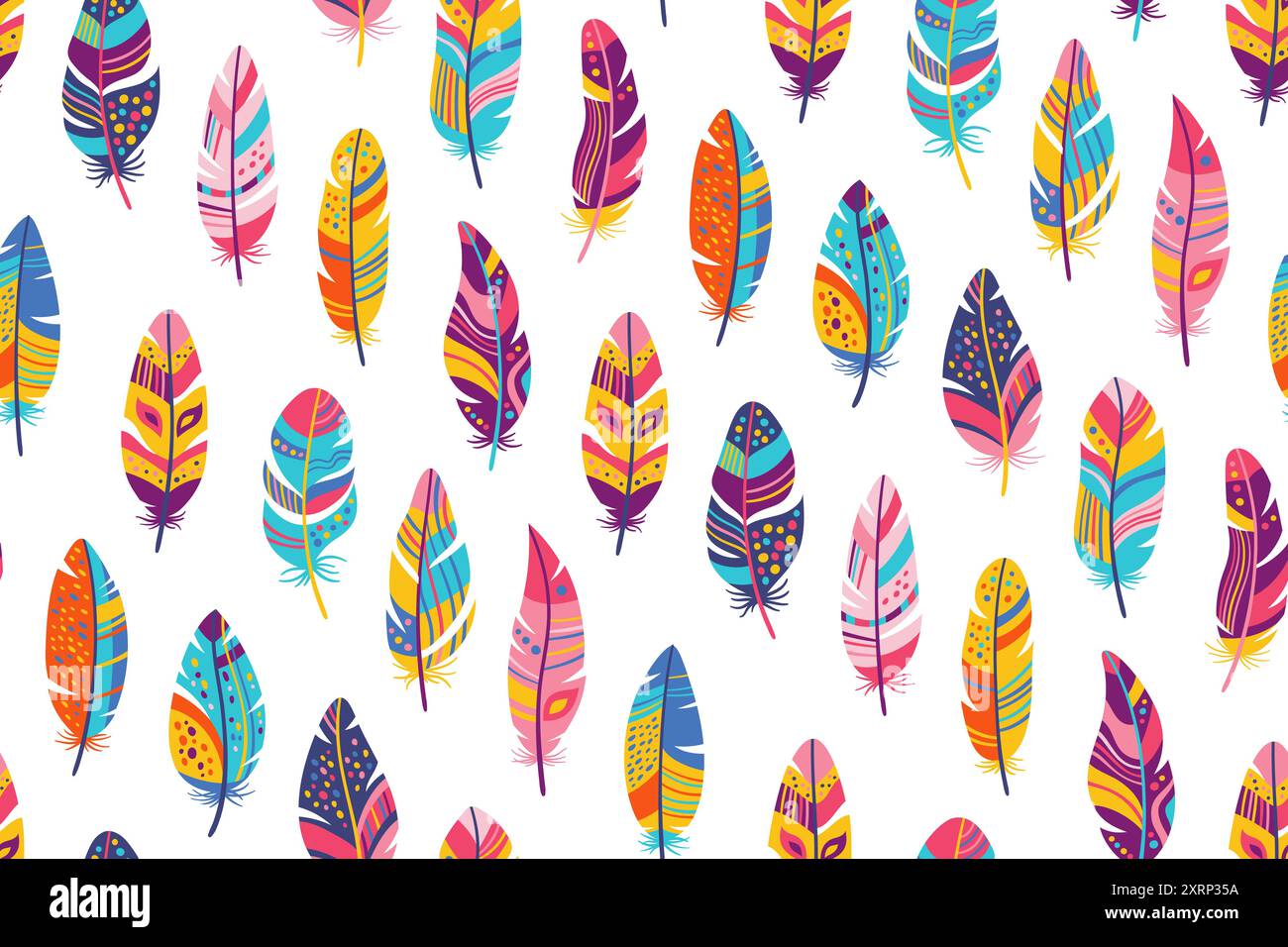 Bird feathers seamless pattern. Bohemian feather abstract boundless ...