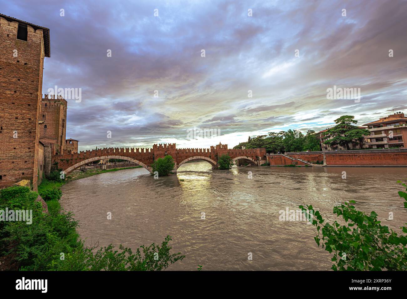 Medieval fortress castle of the picturesque town of Verona in Italy ...