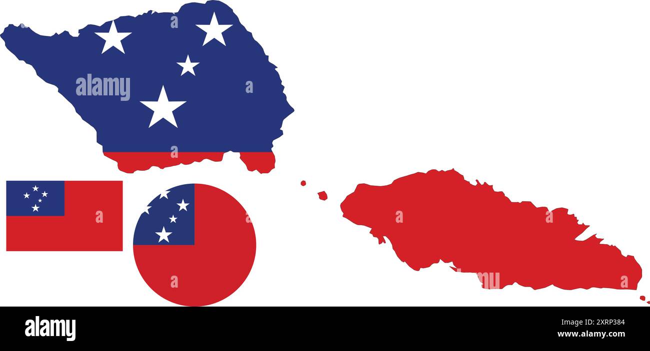 Illustration of a map, flag and map of State of Samoa Stock Vector ...