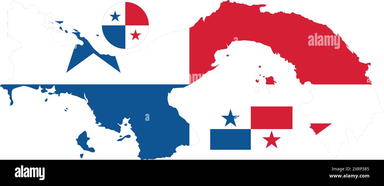 map of panama with flag illustration on white background Stock Vector ...