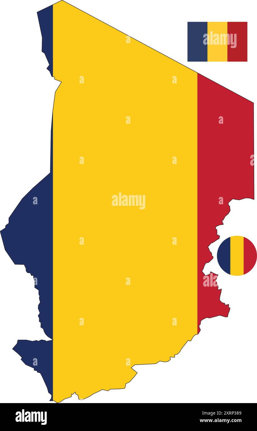 map of Chad with flag on white background, map of Chad with flag Stock ...