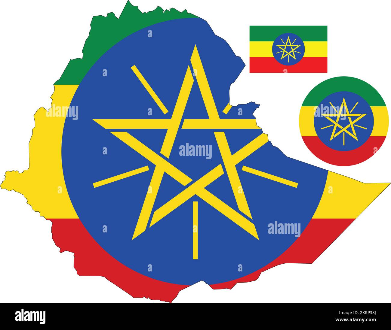 Ethiopia map and flag on white background. Vector illustration Stock ...
