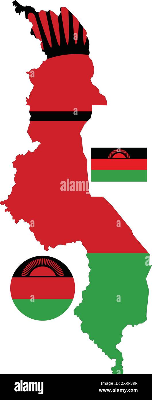 Map Of Malawi With Malawi Flag Vector Illustration Malawi National