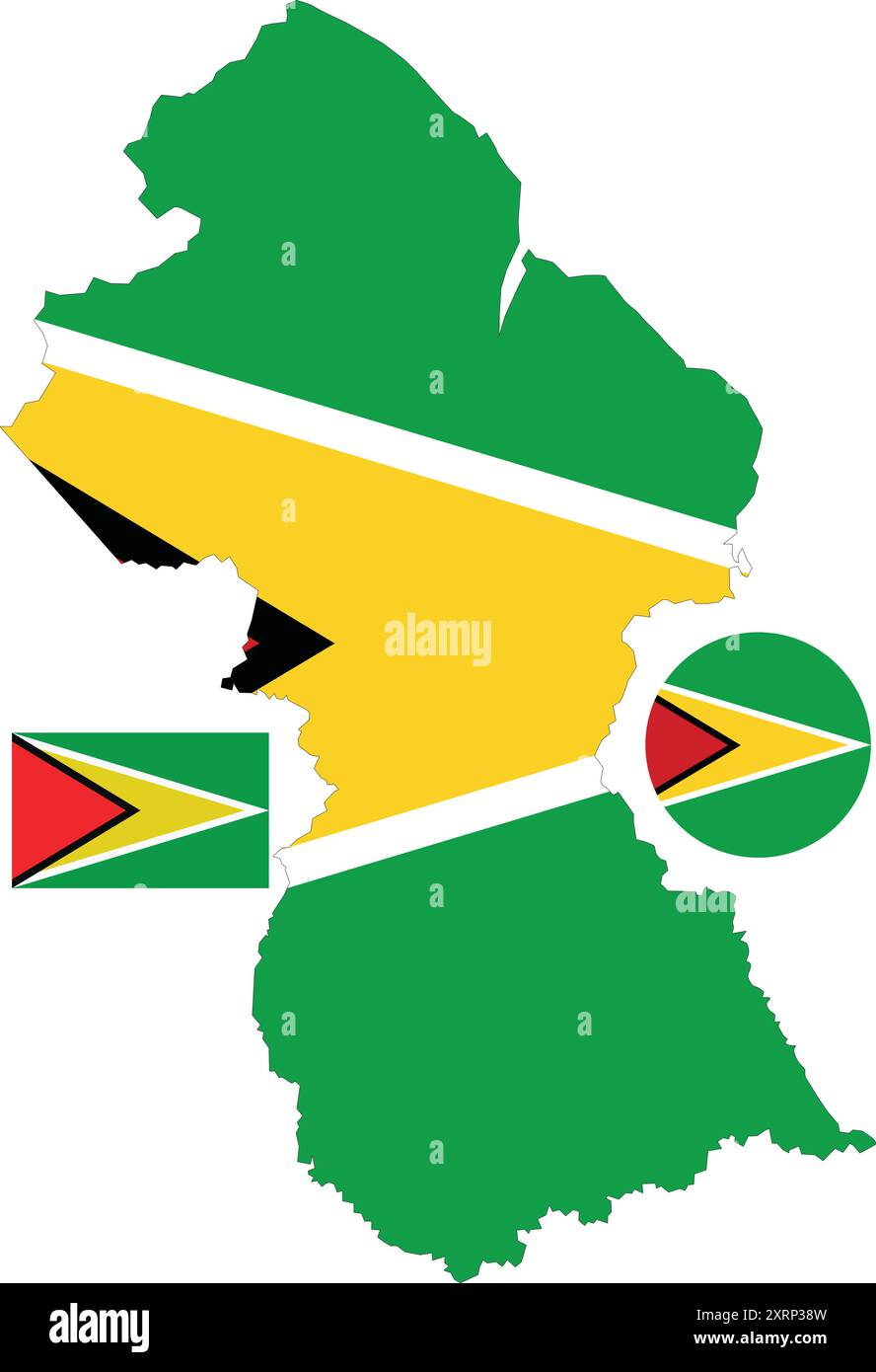 map with flag of guyana and national flag of guyana on white background Stock Vector Image & Art ...