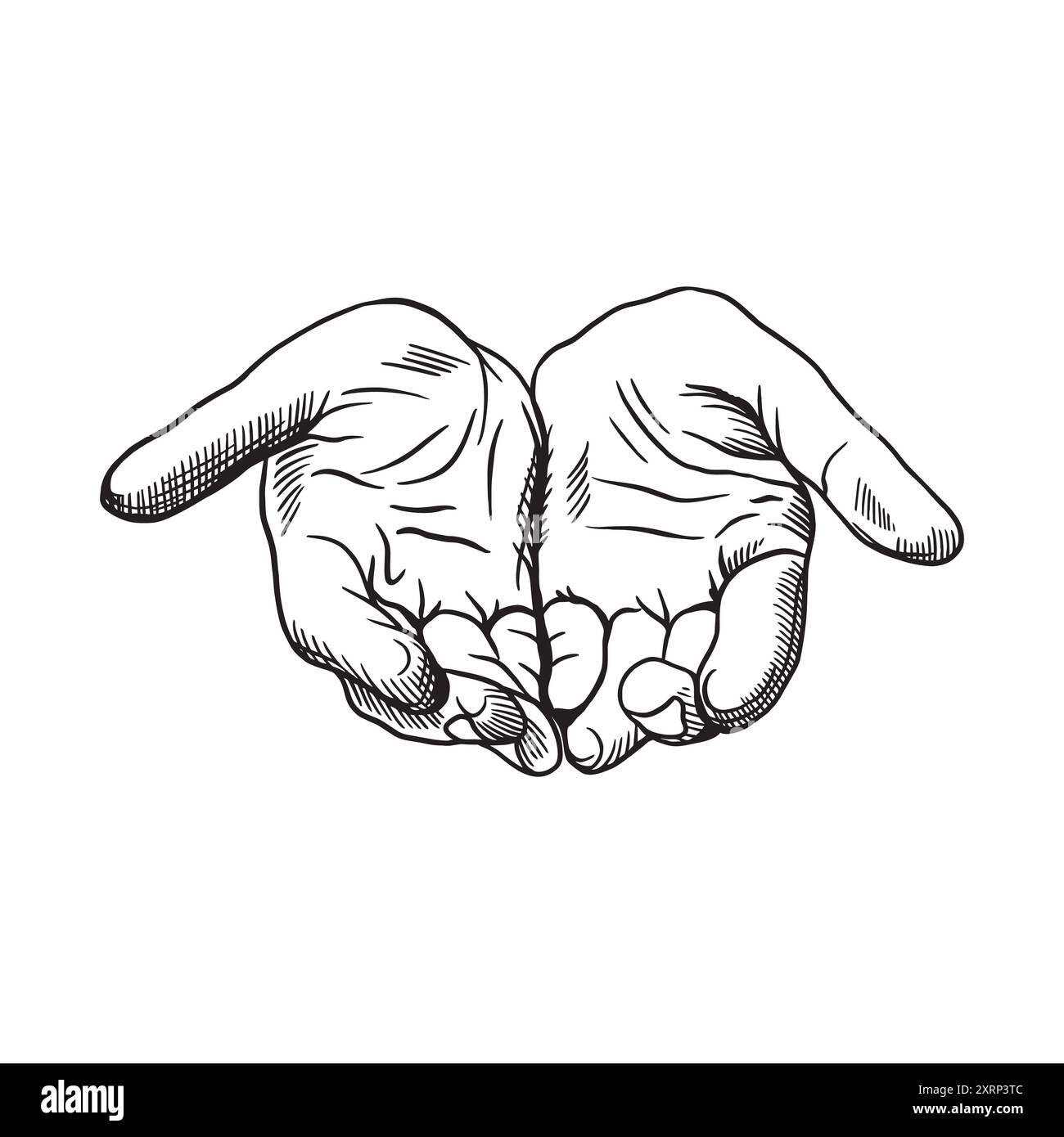 Human hand. Gesture of a praying person. Fingers. Vector illustration ...