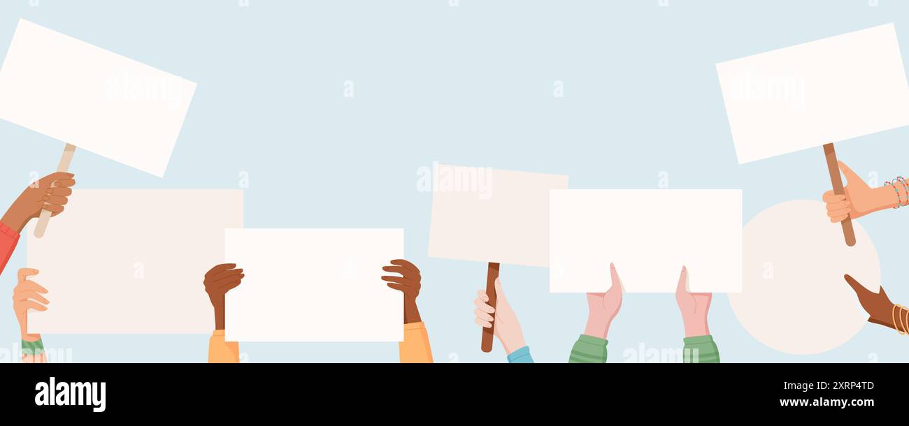 Hands hold placards hand sign hi-res stock photography and images - Alamy