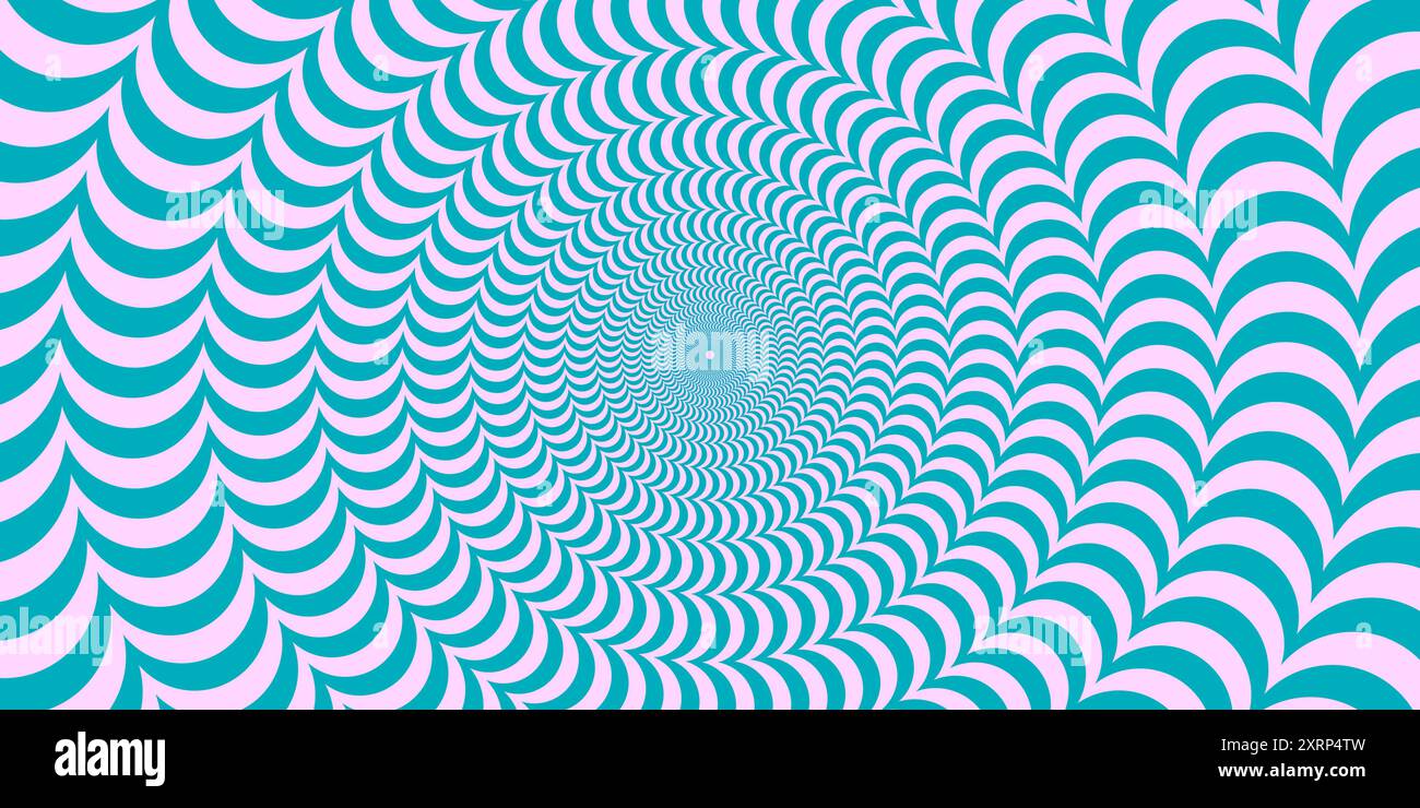 Blue and pink abstract wavy line surface. Radial distorted waves poster ...