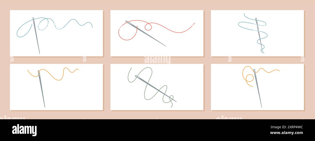Minimalist Needle and Thread Illustrations Set Stock Vector Image & Art ...