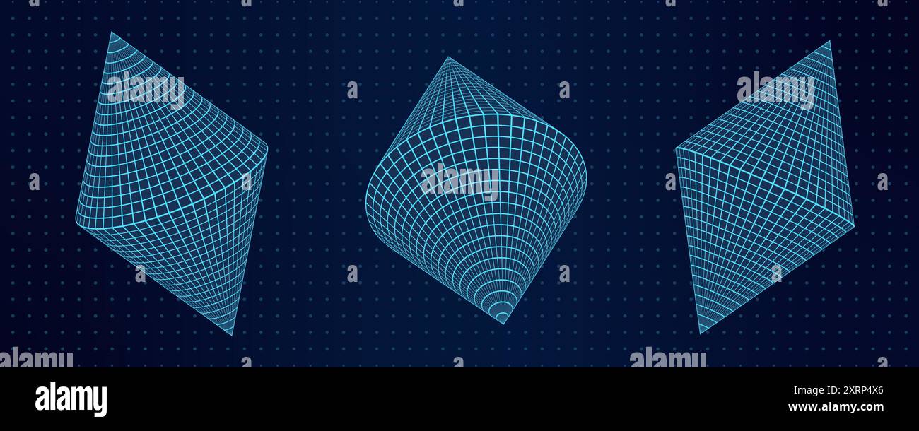 3D Abstract Mesh Shapes on Grid Background Stock Vector Image & Art - Alamy