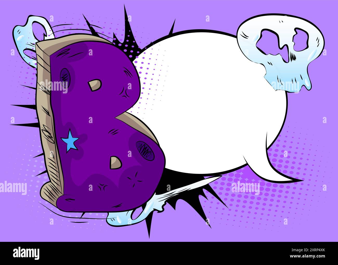 Cartoon Letter B with blank speech bubble, comic book Alphabet ...