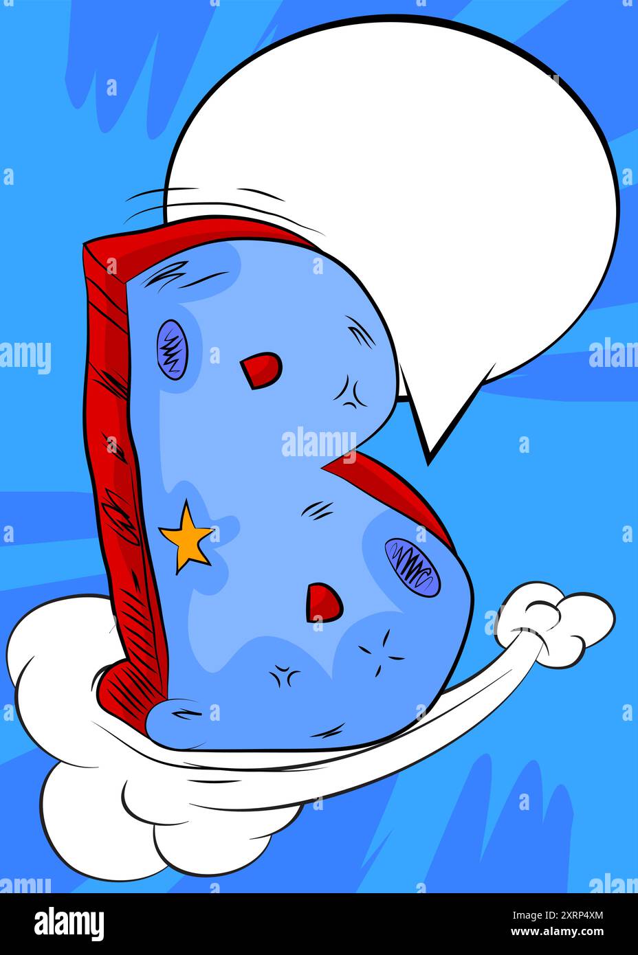 Cartoon Letter B with blank speech bubble, comic book Alphabet ...