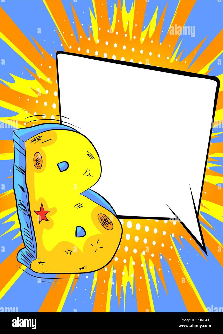 Cartoon Letter B with blank speech bubble, comic book Alphabet ...