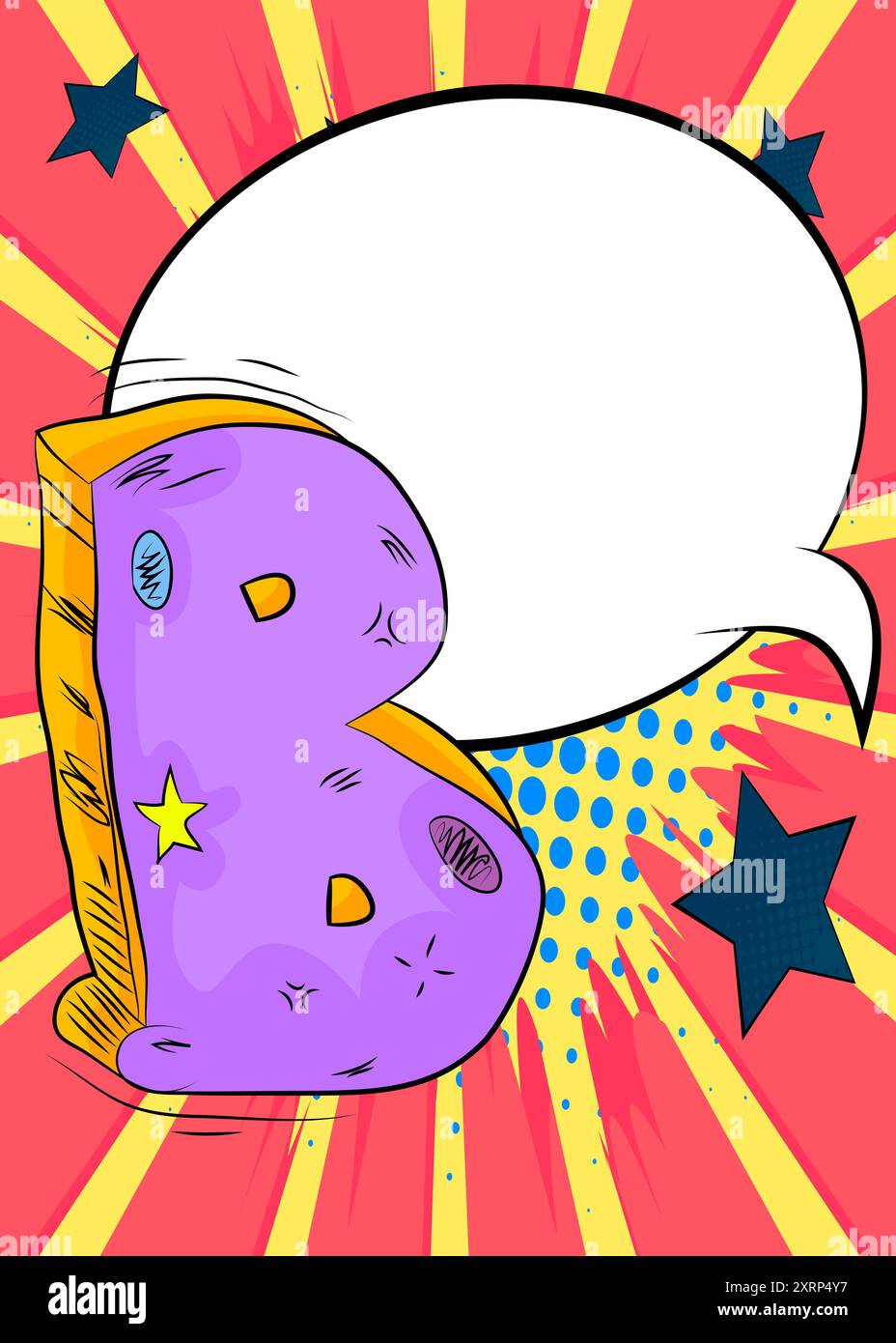 Cartoon Letter B with blank speech bubble, comic book Alphabet ...