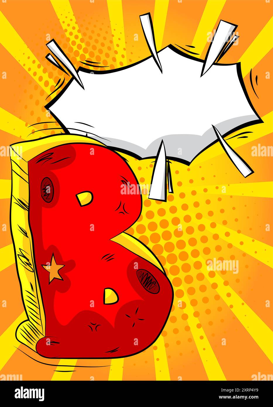 Cartoon Letter B with blank speech bubble, comic book Alphabet ...
