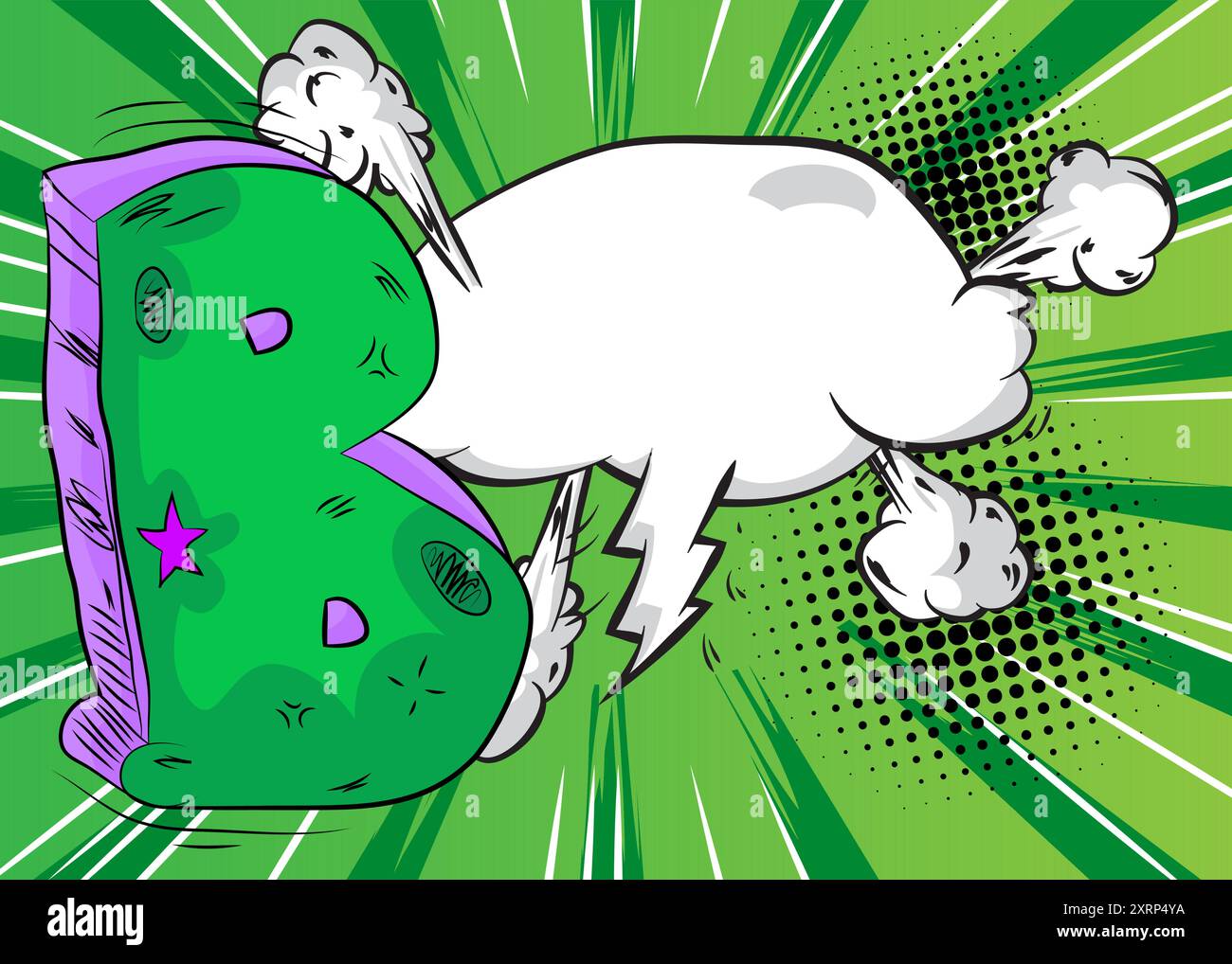Cartoon Letter B with blank speech bubble, comic book Alphabet ...