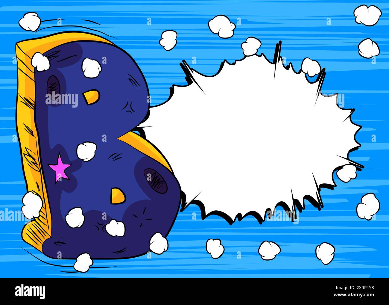 Cartoon Letter B with blank speech bubble, comic book Alphabet ...