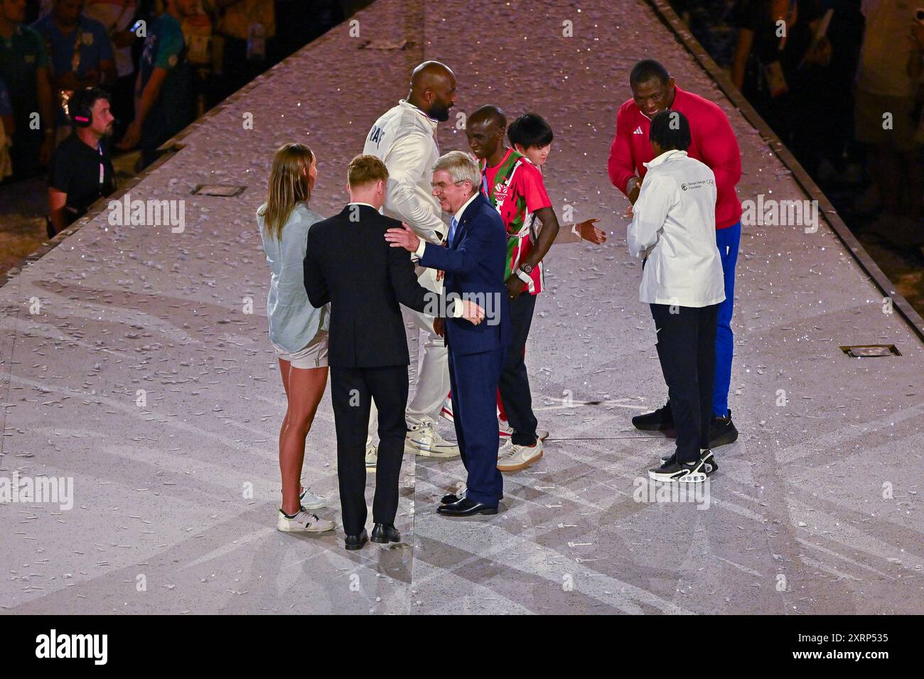 Mijain Lopez Nunez of Cuba, Eliud Kipchoge of Kenya, Djankeu Ngamba of Refugee Olympic Team ...