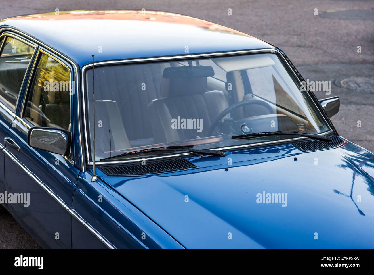Old Retro Style Blue Car Detail Stock Photo - Alamy