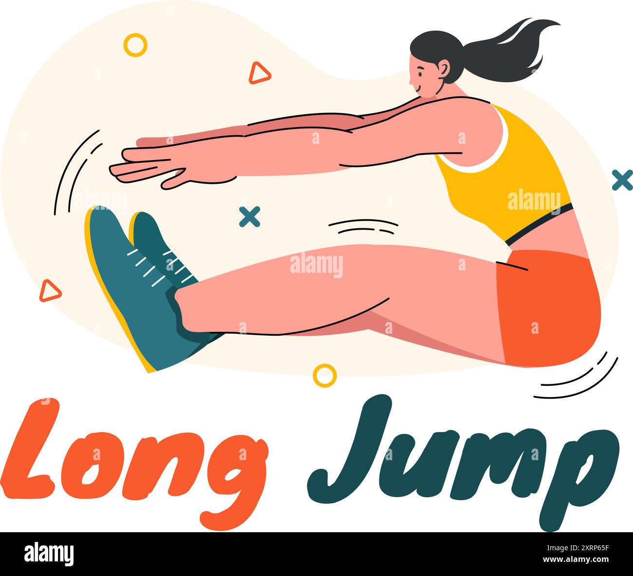 Vector Illustration of an Athlete Performing a Long Jump in a Sand Pit ...