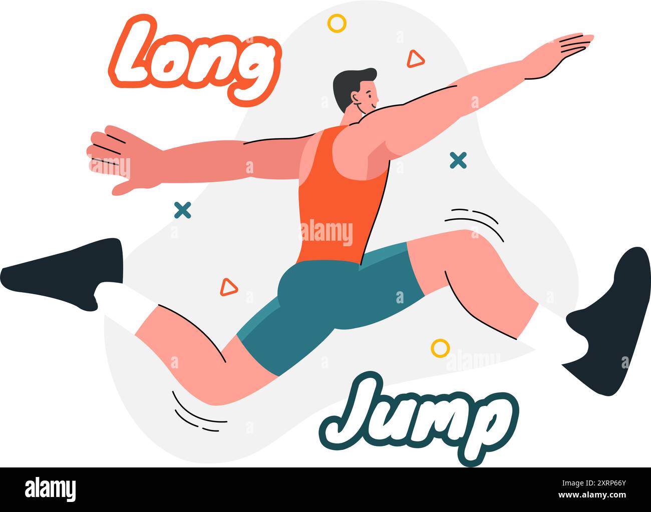 Vector Illustration of an Athlete Performing a Long Jump in a Sand Pit ...
