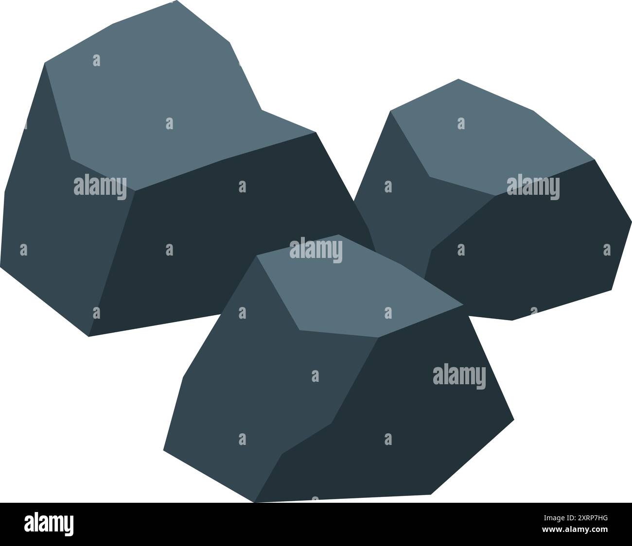 Three pieces of coal are laying, representing fossil fuel and mining ...