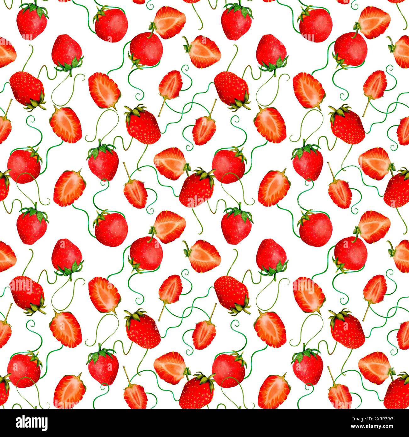 This vibrant strawberry pattern is perfect for fresh, fruity designs ...