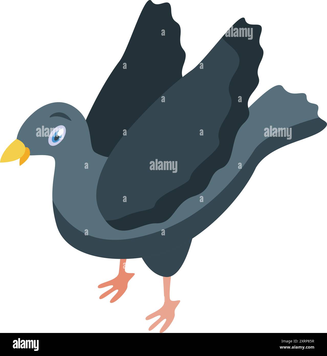 Isometric icon of a gray pigeon flapping its wings Stock Vector Image ...