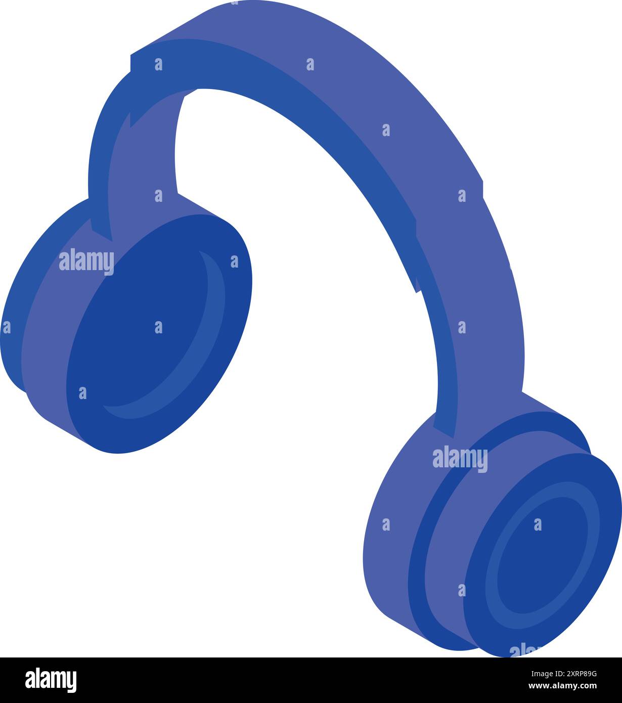 Blue headphones icon in isometric view representing music listening ...