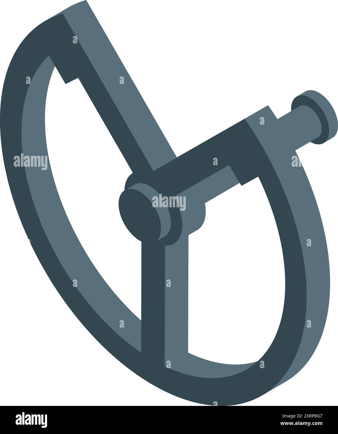 This isometric illustration features a mechanical device with a wheel ...