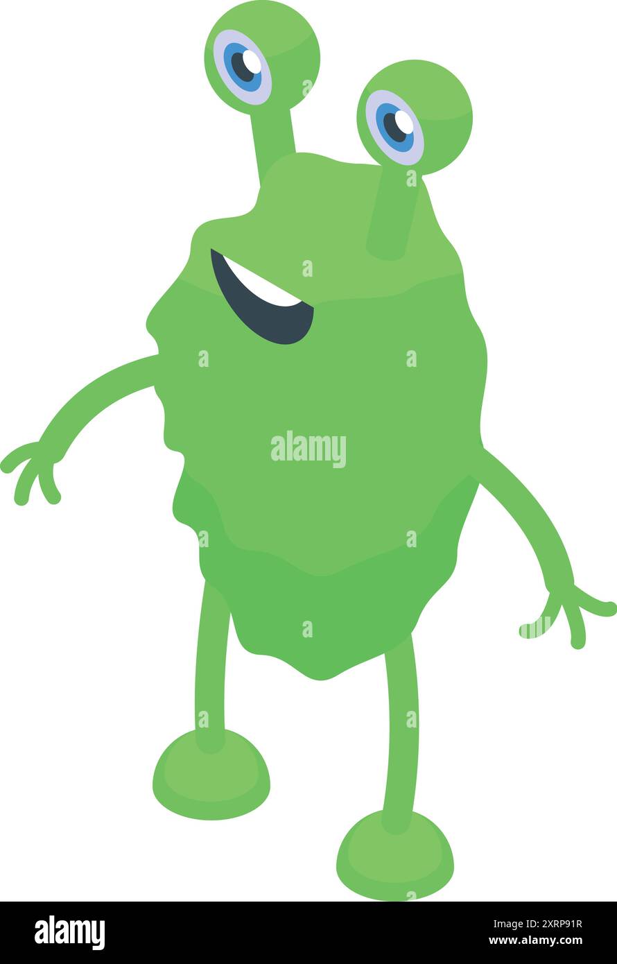 Happy green alien with big eyes and a friendly smile is standing Stock ...