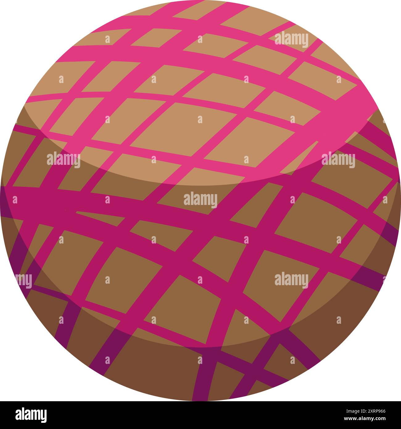 Illustration of a round concha bread showing the traditional pink ...