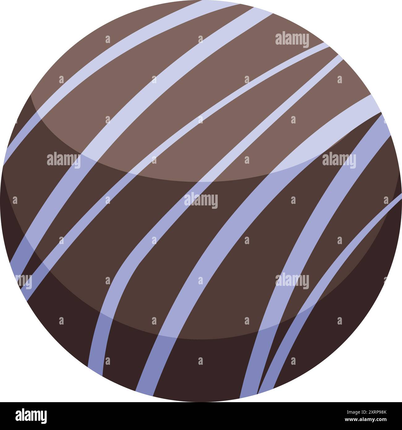 Round chocolate candy is decorated with white chocolate stripes Stock ...