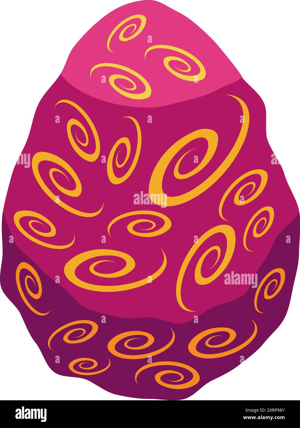 Cartoon style pink asteroid with yellow spirals, isolated on a white ...