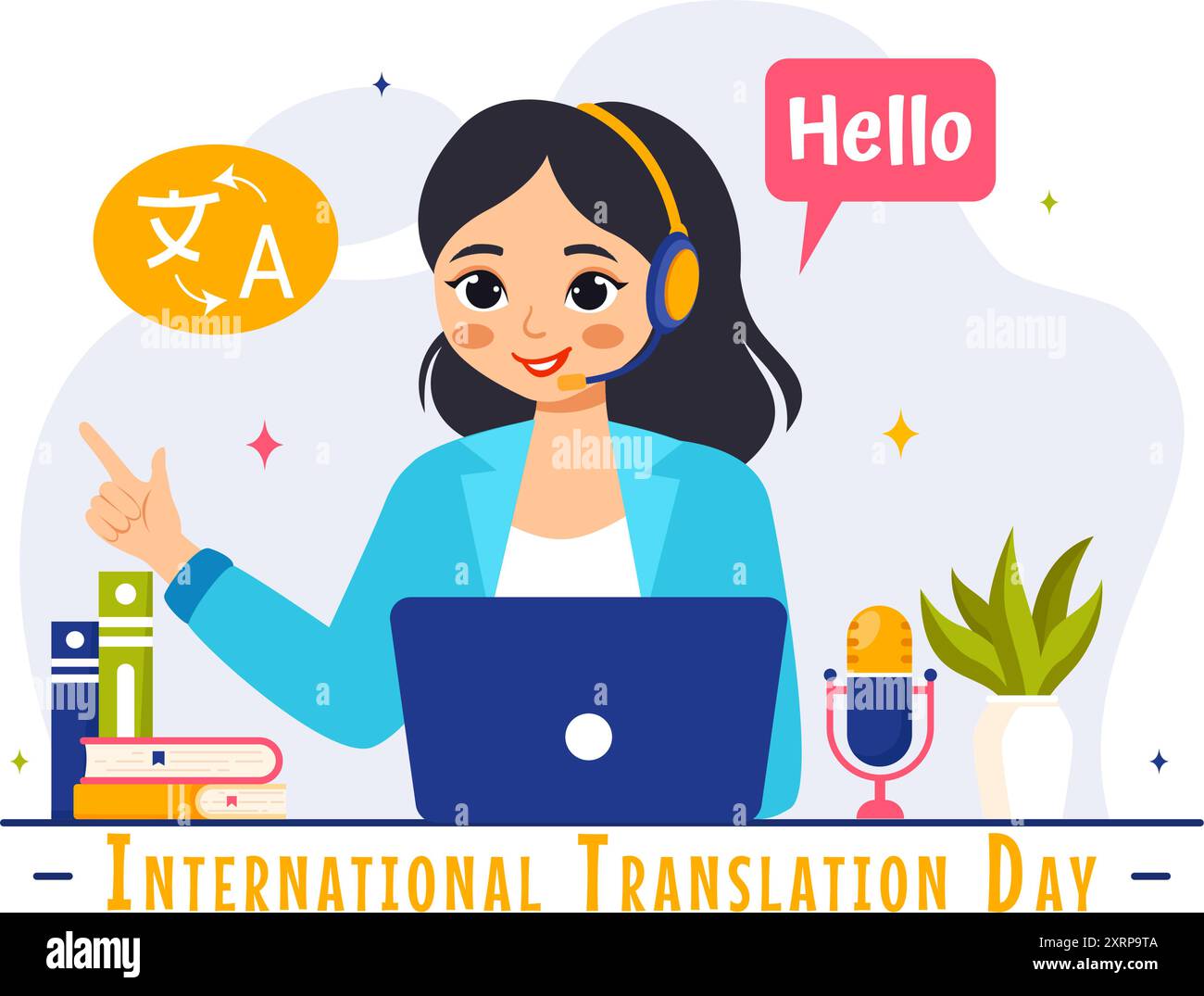 World Translator or Translation Language Day Illustration with Hello ...
